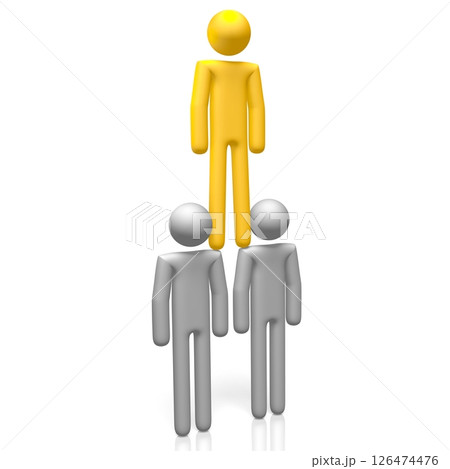 Cartoon characters creating human pyramidのイラスト素材 [126474476] - PIXTA