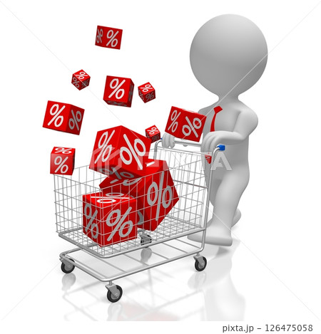 Cartoon character and percentage sign inside...のイラスト素材 [126475058] - PIXTA