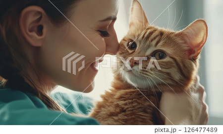 Close up of a smiling female veterinarian in...のイラスト素材 [126477489] - PIXTA
