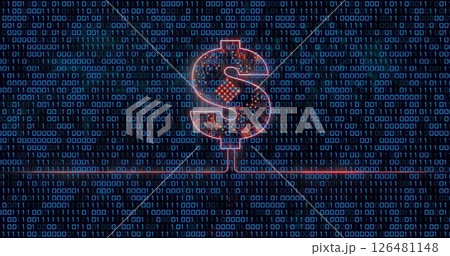 Image of american dollar sign and binary coding...のイラスト素材 [126481148 ...