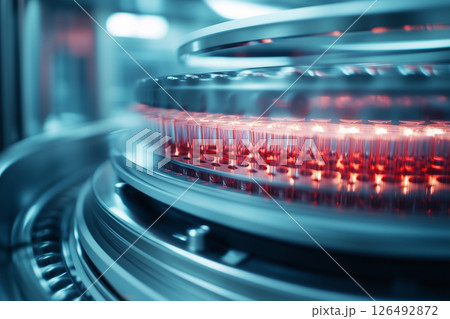 Spinning rack holds numerous test tubes during...のイラスト素材 [126492872 ...