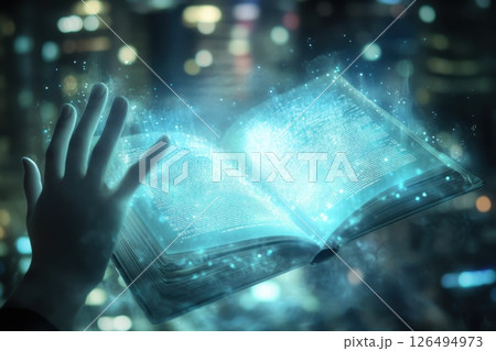 Enchanted Hand Reaching for Magic Book with...のイラスト素材 [126494973] - PIXTA