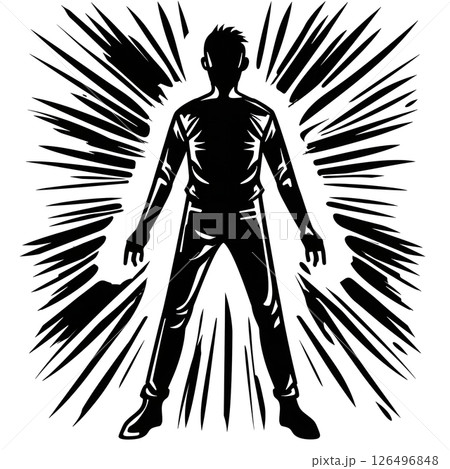 The Enigma of Radiating Human Figure: A Black...のイラスト素材 [126496848] - PIXTA