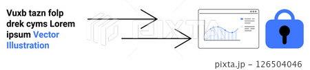 Data flowing through arrows into a secure lock...のイラスト素材 [126504046 ...