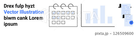 Calendar with checkboxes, bar chart with four...のイラスト素材 [126509600] - PIXTA