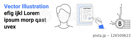 Text elements, profile face, contract signing,...のイラスト素材 [126509623 ...