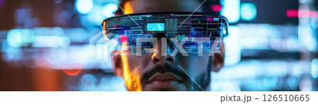 Augmented reality glasses displaying data and...のイラスト素材 [126510665] - PIXTA