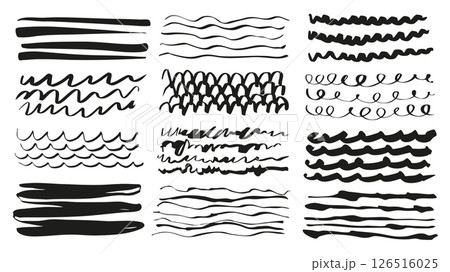 Handwriting underlines set of marker brush...のイラスト素材 [126516025] - PIXTA