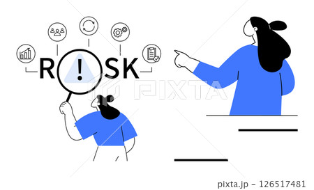 Businesswoman examining risk factors with a...のイラスト素材 [126517481] - PIXTA