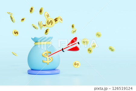 3d money bags with darts or arrow, exploding...のイラスト素材 [126519124] - PIXTA