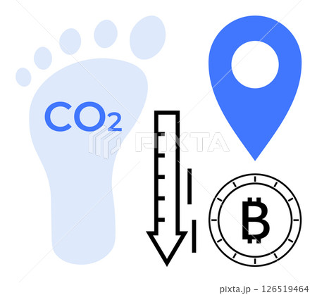 CO2 footprint symbol, blue location pin,...のイラスト素材 [126519464] - PIXTA