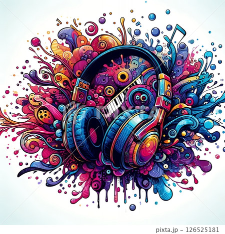 Colorful Treble Clef Sticker with Vibrant...のイラスト素材 [126525181] - PIXTA