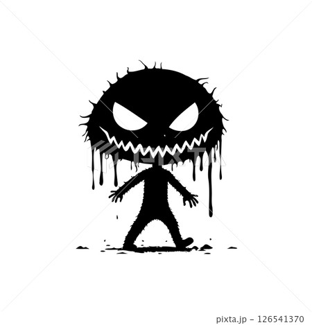 Creepy black figure with menacing smile...のイラスト素材 [126541370] - PIXTA
