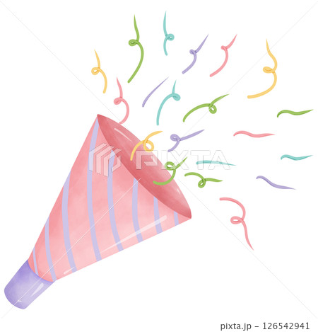 hand drawn watercolor birthday party popperのイラスト素材 [126542941] - PIXTA