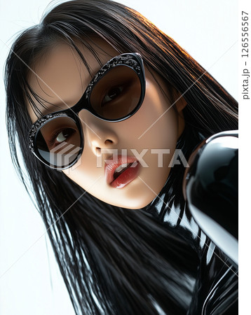 Model showcases bold fashion in dramatic...のイラスト素材 [126556567] - PIXTA