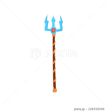 neptune trident magic cartoon vector illustrationのイラスト素材 [126558540 ...