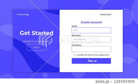 Register page layout. Sign up form templates...のイラスト素材 [126585950] - PIXTA