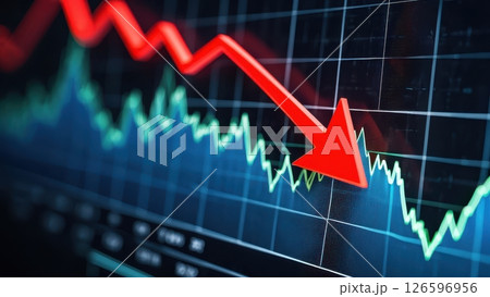 A sharp decline in stock market trends is shown...のイラスト素材 [126596956 ...
