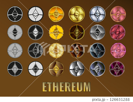 Set Cryptocurrency Ethereum ETH coin icon....のイラスト素材 [126631288] - PIXTA