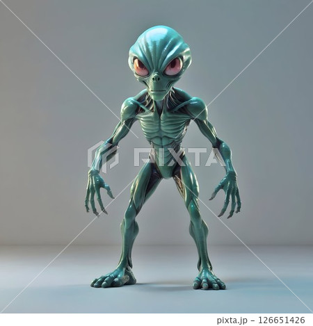 Muscular green alien posing menacingly,...のイラスト素材 [126651426] - PIXTA