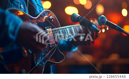Electric guitar performance on stage with...のイラスト素材 [126655448] - PIXTA