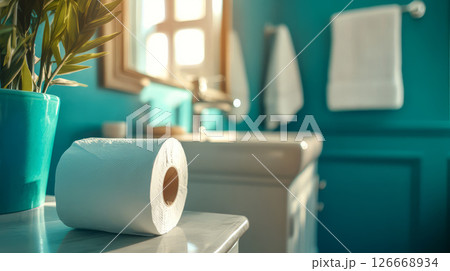Fresh toilet paper roll in modern bathroom...のイラスト素材 [126668934] - PIXTA
