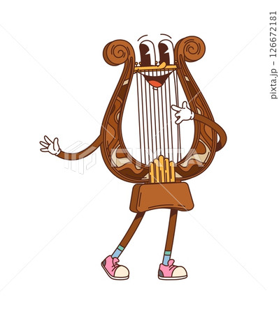 Cartoon groovy lira musical instrument...のイラスト素材 [126672181] - PIXTA