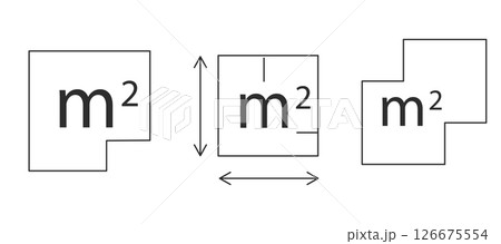 Square meter icon line quantity area, m2...のイラスト素材 [126675554] - PIXTA
