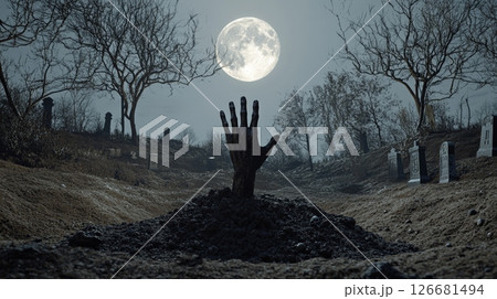 Decomposing zombie hand reaches out from a...のイラスト素材 [126681494] - PIXTA