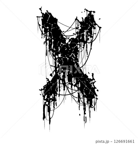 Death-metal font. Drippy letter on white...のイラスト素材 [126691661] - PIXTA