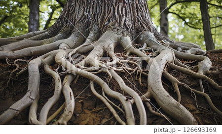 The roots of trees intertwine underground,...のイラスト素材 [126693169] - PIXTA