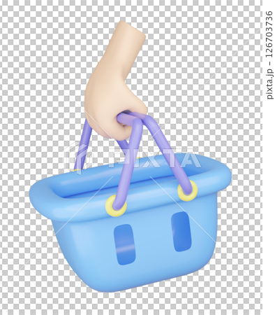 3d cartoon hand holding basket icon isolated....のイラスト素材 [126703736] - PIXTA