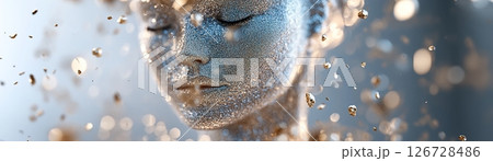 A translucent glass silhouette of a woman is...のイラスト素材 [126728486] - PIXTA