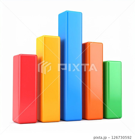 Colorful 3D Bar Graph Data Visualizationのイラスト素材 [126730592] - PIXTA