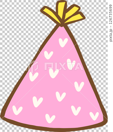 Cartoon Pink Party Hat with Heartsのイラスト素材 [126735699] - PIXTA