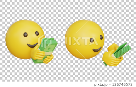 Emoticon counting money currency 3D Iconのイラスト素材 [126746572] - PIXTA