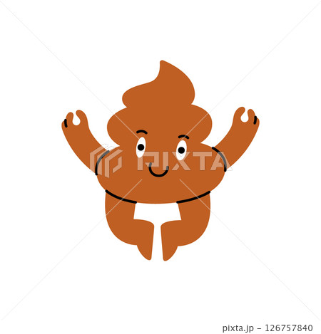 Cartoon poop character levitating in the air...のイラスト素材 [126757840] - PIXTA