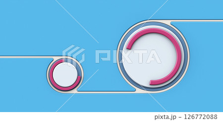 3D embossed white plastic circle shape on blue...のイラスト素材 [126772088 ...
