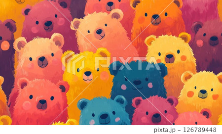 Colorful Cartoon Bears Illustrationのイラスト素材 [126789448] - PIXTA
