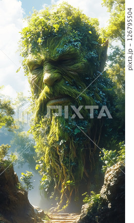 Surreal anthropomorphic tree in forest...のイラスト素材 [126795504] - PIXTA