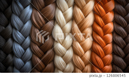 Braid of natural hair close-up. Texture or...のイラスト素材 [126806545] - PIXTA