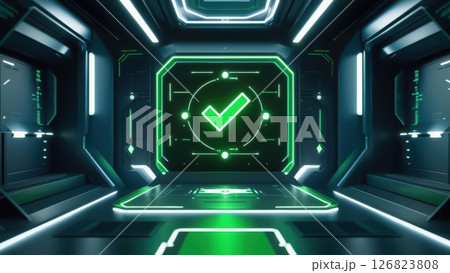 Futuristic high-tech digital security check...のイラスト素材 [126823808] - PIXTA