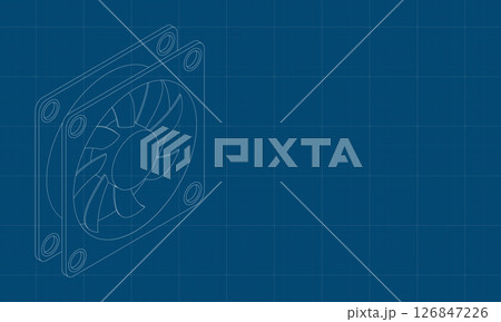Isometric computer fan blueprint. Computer fan...のイラスト素材 [126847226 ...