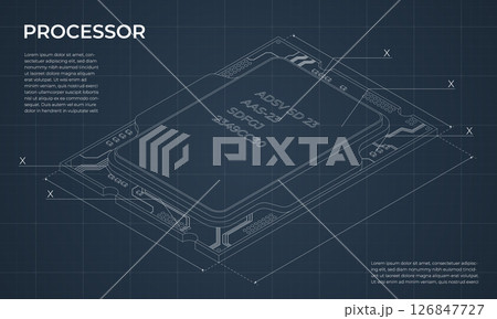 Isometric processor blueprint. Central...のイラスト素材 [126847727] - PIXTA