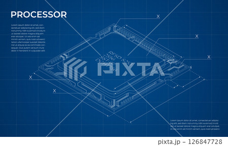 Isometric processor blueprint. Central...のイラスト素材 [126847728] - PIXTA