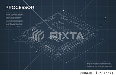 Isometric processor blueprint. Central...のイラスト素材 [126847734] - PIXTA