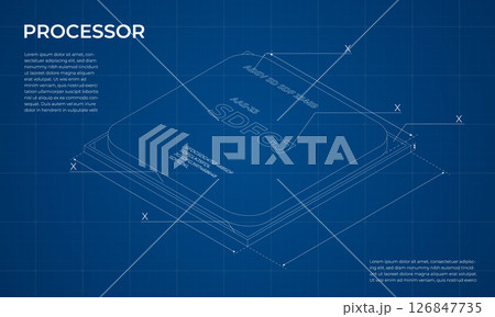 Isometric processor blueprint. Central...のイラスト素材 [126847735] - PIXTA