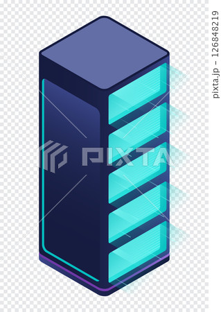 Isometric futuristic server. Isometric database...のイラスト素材 [126848219 ...