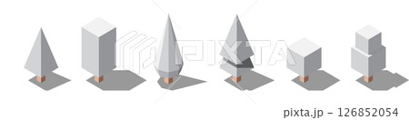 Isometric vector winter tree set. Tree...のイラスト素材 [126852054] - PIXTA
