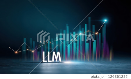 LLM data visualization glowing bar chart...のイラスト素材 [126861225] - PIXTA